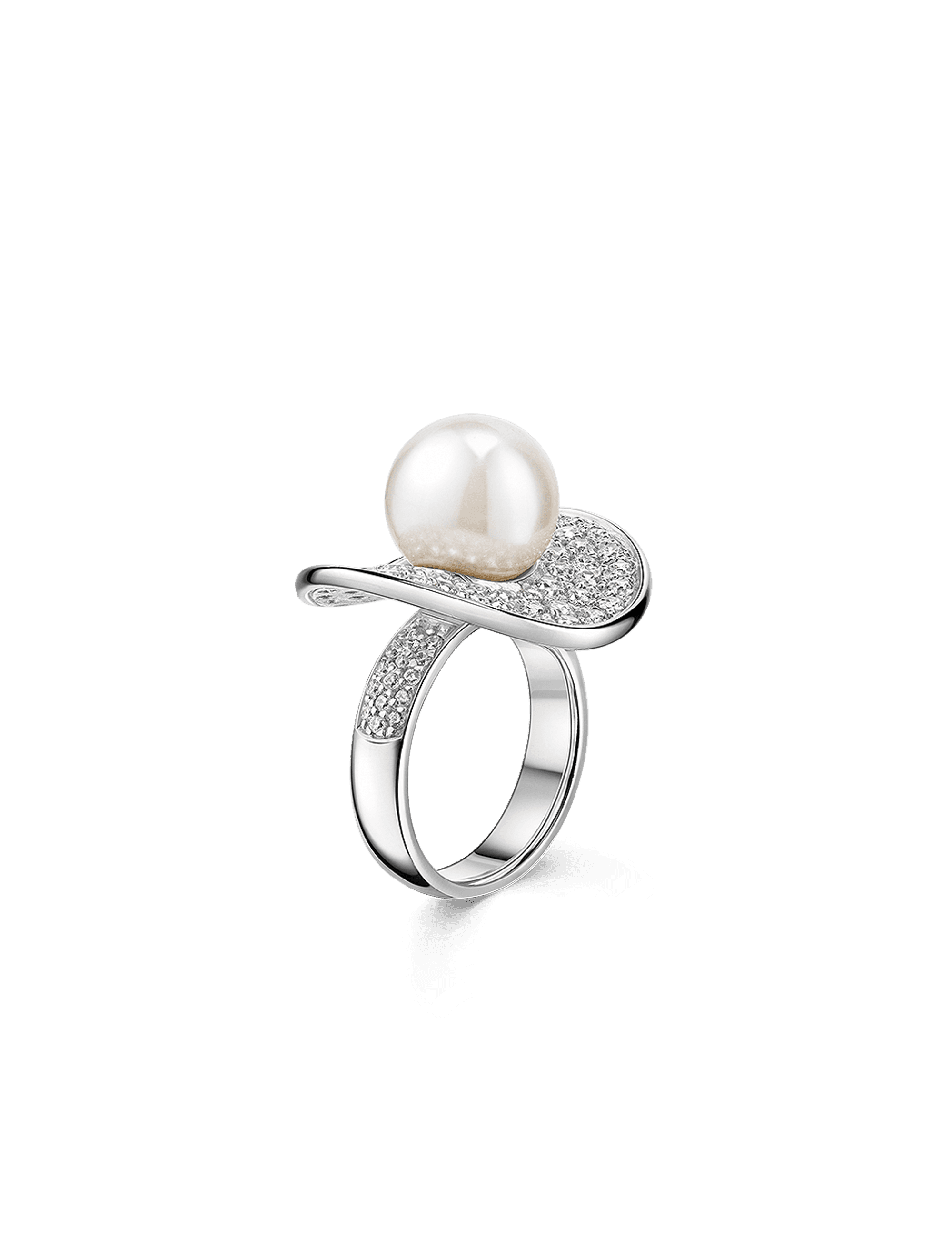 Ring 925 Silber rhodiniert mit Perle 12mm weiB